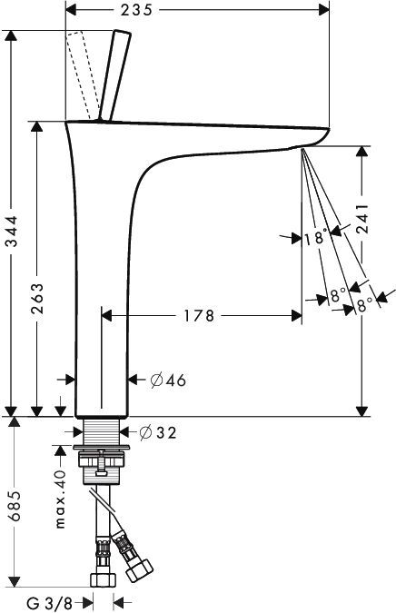 Смеситель для раковины Hansgrohe (Хансгрое), Германия, 15072400 ...