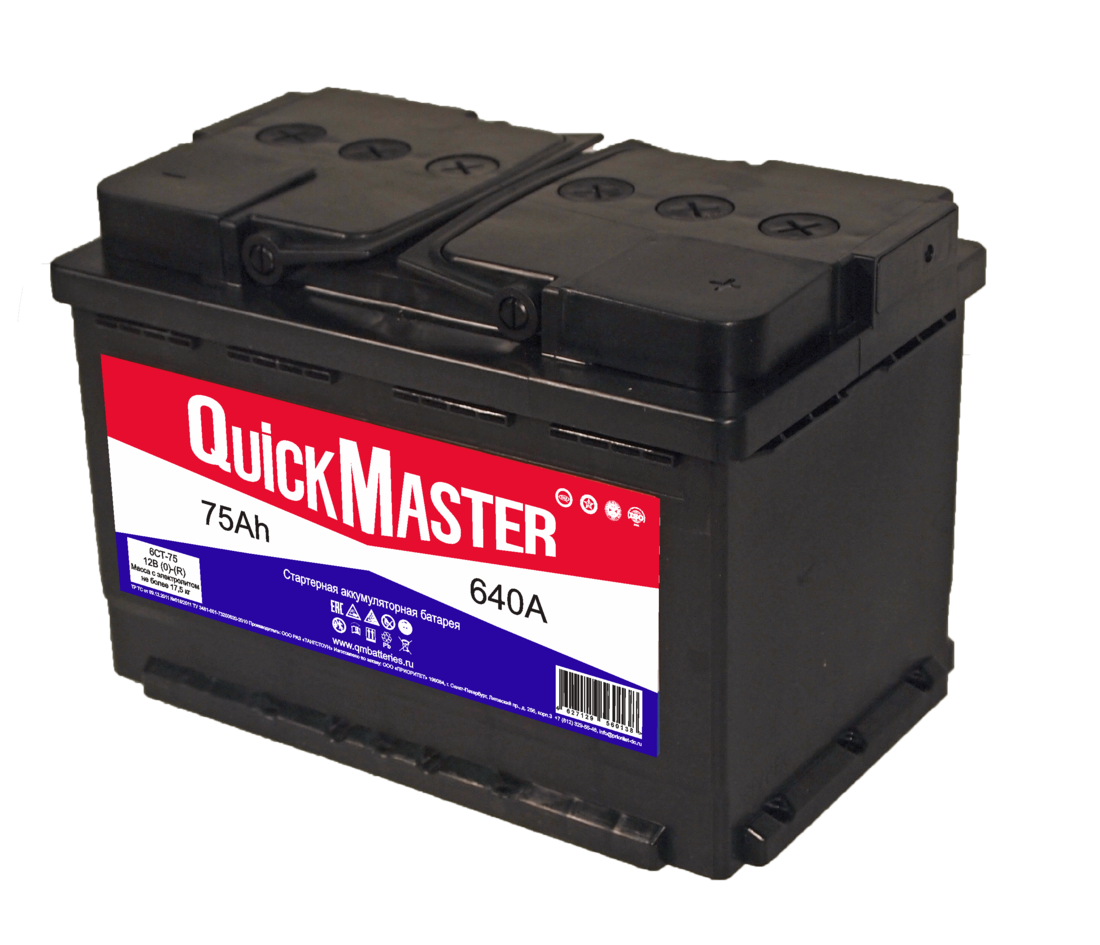 АКБ QUICK MASTER 6СТ-75 L (R)-(0) 640A 278*175*190: цена, описание, отзывы